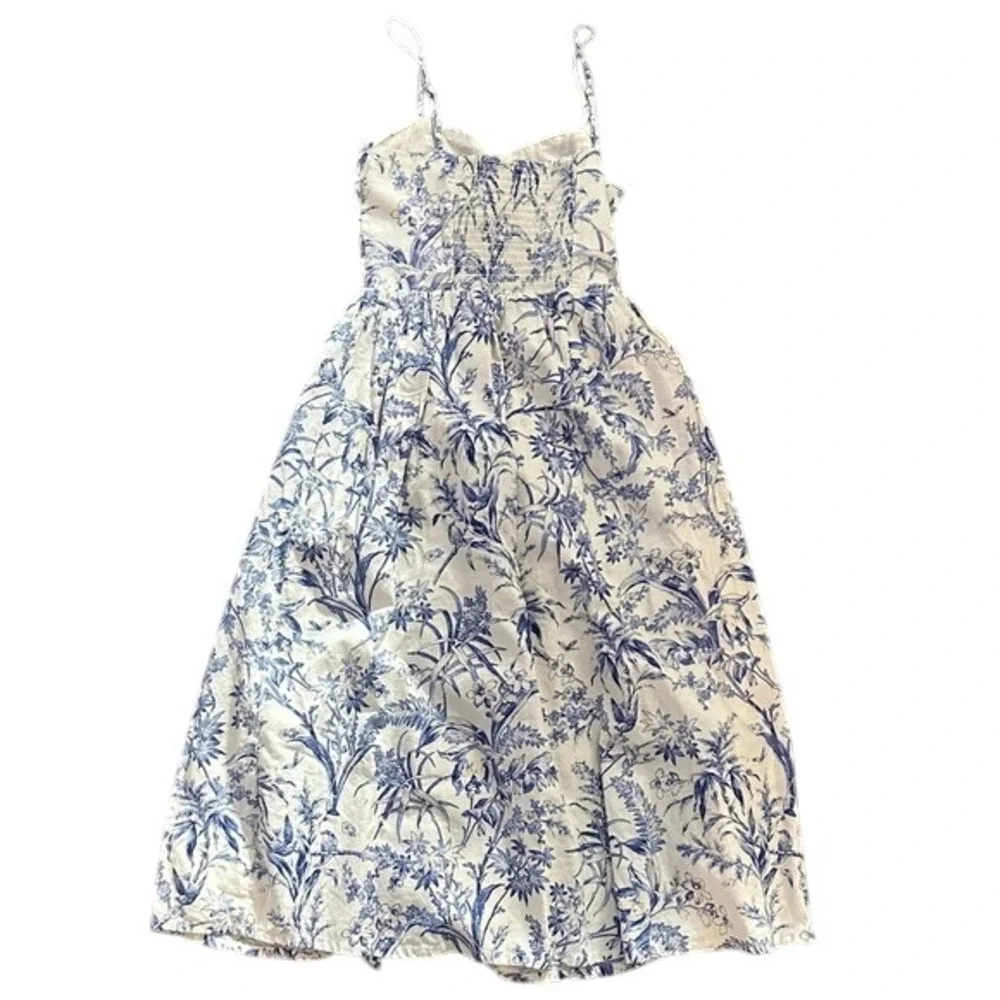 H&M | Dresses | Hm Blue Floral Midi Dress | Poshmark